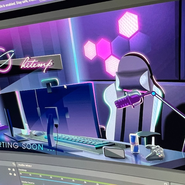 Animated Neon Game Room Twitch Stream Screen Overlay - Etsy