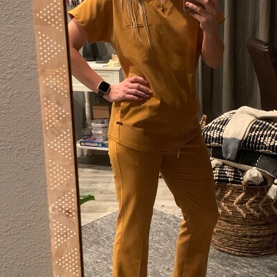 Men's Mustard Yellow Scrub Set, Easy Care Nurse Uniform, Custom Scrub ...