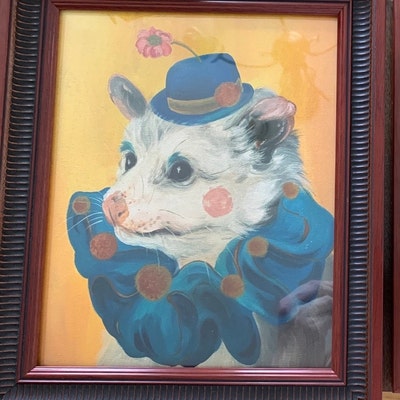 Clown Art, Possum Art, Clown, Possum Wall Hanging, Parody Art, Funny ...