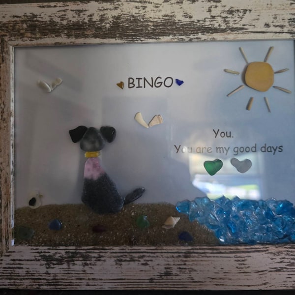 Sea Glass Art, Pebble Art, All You Need is Love and a Dog, Customizable ...