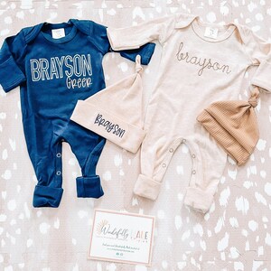 Personalized Navy Blue and Beige Newborn Outfit Coming Home - Etsy