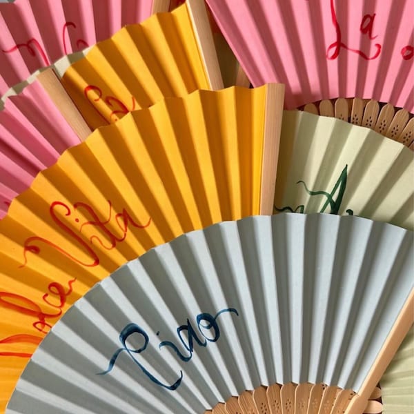 Personalised Paper Fans With Hand Lettering - Etsy