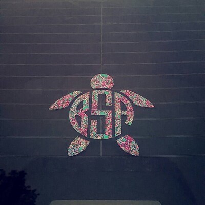 Turtle Monogram Decal Monogram Decal for Car Monogram - Etsy