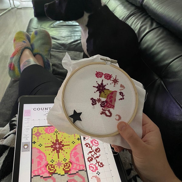 DIGITAL PATTERN the Star Tarot Card Modern Cross Stitch - Moon Stars ...