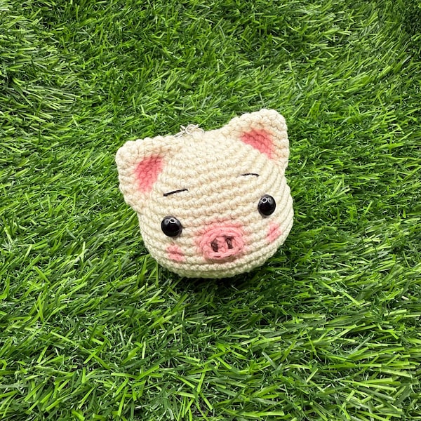 Mini Crochet Animals Cute Pig Head Key Chain— CROCHET PDF PATTERNS - Etsy