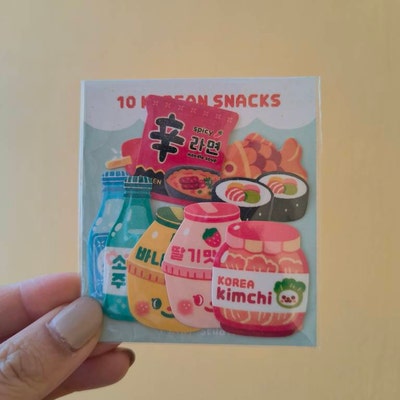 10 Korean Snacks Sticker Pack Water Resistant Laminated Die Cut Sticker ...