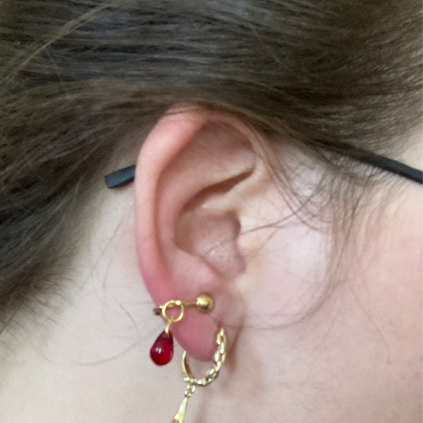 Blood Drop Beaded Earrings | in Ear and Clip Ons Available, Different ...