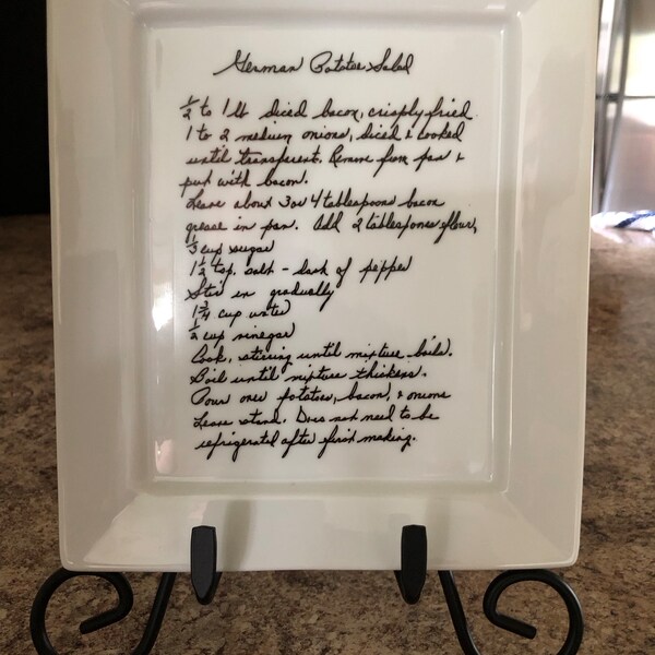 Personalized Recipe Plate // Handwritten Recipe // Comes With Stand ...