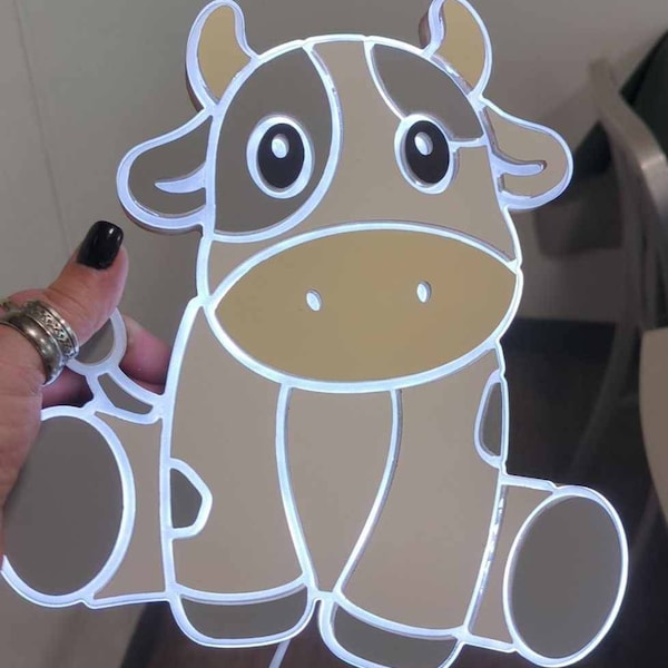 Cute Cow Light Sign, Cow Neon Like, Cow Night Light, Edge Lit LED, Cow ...
