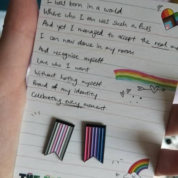 Demigirl Ribbon Pin — Demigender Pride Button Deminonbinary Nonbinary ...