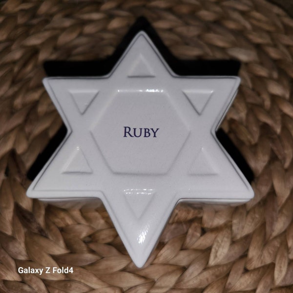 Personalized Star of David Keepsake Box – Earthenware Clay, Bar Mitzvah ...