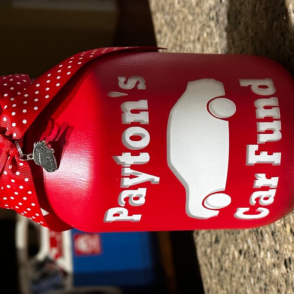 Car Fund Painted Mason Jar Bank, Car Fund, Car Fund Bank, Bank, Piggy ...