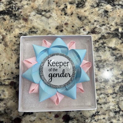 Gender Keeper Pin, Keeper of the Gender Pin, Pink and Blue Gender ...