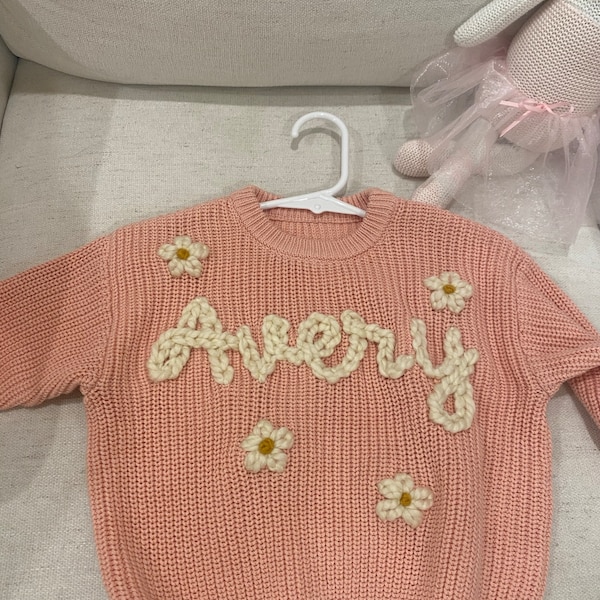 Custom Hand Embroidered Pocket of Flowers Knit Romper, Custom Romper ...