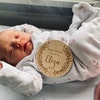 Personalised Wooden Baby Milestone Discs Cards Keepsake Gift Newborn ...