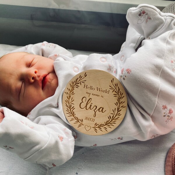 Personalised Wooden Baby Milestone Discs Cards Keepsake Gift Newborn ...