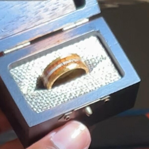 Matte Rose Gold Hammered Damascus Steel Ring Band 8mm Ring Men Wedding Ring Damascus Steel Ring ...