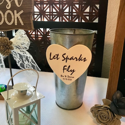 Wedding Sparklers Holder Galvanized Bucket Let Sparks Fly Wedding Gift ...