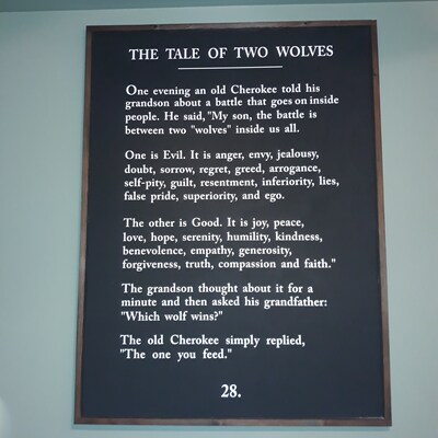 The Tale of Two Wolves, Framed Wood Sign, Book Page Sign, Inspirational ...