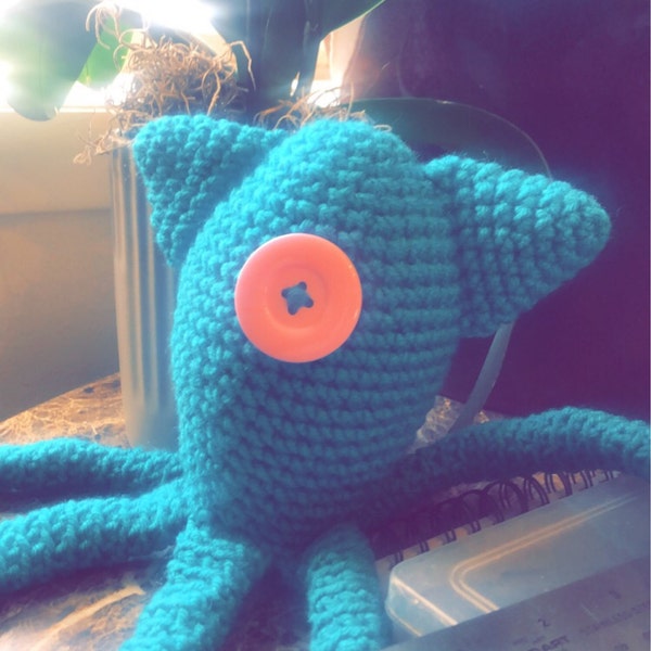 Crocheted One Eyed Octopus Bright Turquoise - Etsy