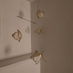 Gold Fish Kinetic Mobile 4 or 6 Piece, Brass Fish Decor, Modern Mobile ...
