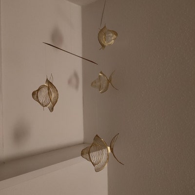 Gold Fish Kinetic Mobile 4 or 6 Piece, Brass Fish Decor, Modern Mobile ...