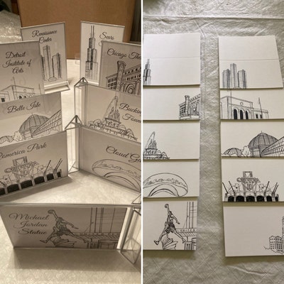 Chicago Icons Wedding Table Numbers Chicago Wedding Theme Chicago ...