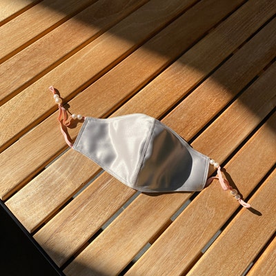 Premium Satin Face Mask With Pearl Bead Made Fabulous for Your - Etsy