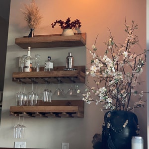 Wood Wine Rack the Ryan Wall Mounted Shelf & Hanging | Etsy