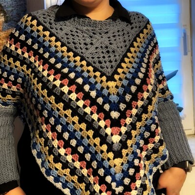 CROCHET PATTERN / Granny Square Poncho Pattern / Swoncho With Sleeves ...