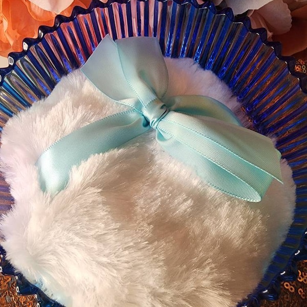 Luxurious Body Powder Puff, 4 Inches With Peach Ribbon Handle and Bow ...