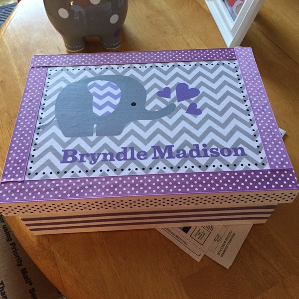 Keepsake Box-newborn, Birthday, Baptism, Bris, Adoption-gray Navy ...