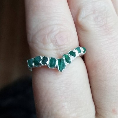 Diamond Splinter Ring / Salt and Pepper Diamond Ring / Raw - Etsy