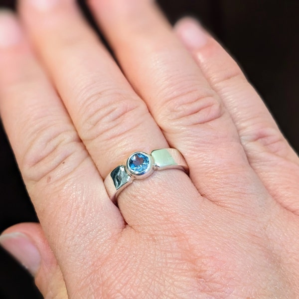 Ammolite and Rutilated Quartz Doublet Ring Sterling Silver Size 6.5 ...