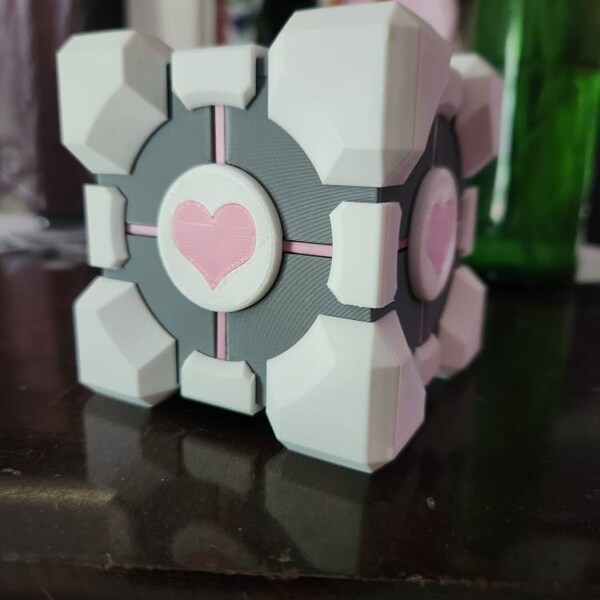 Portal Companion Cube Box | 3D Printed Weighted Companion Cube Storage ...