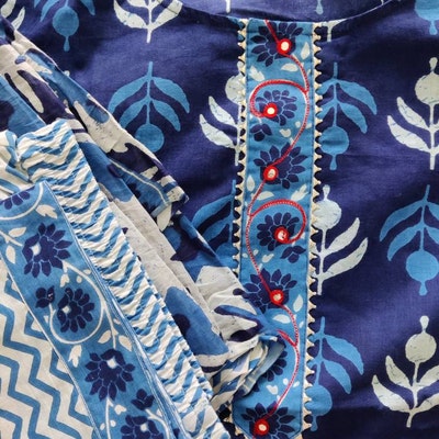 Women Wear Hand Block Printed Kurti Palazzo in Soft Cotton - Etsy