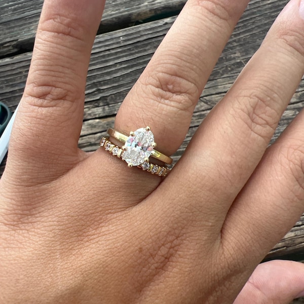 Dainty Stacking Ring, Half Eternity Ring, Gold Ring, Diamond Ring, Simple Ring, Minimalist Ring ...