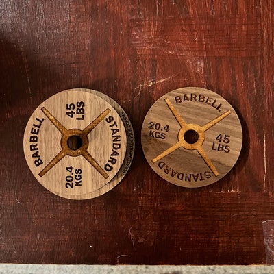 Weight Plate Coaster Set Wooden Handmade Gym Fitness Workout Drink Gift ...