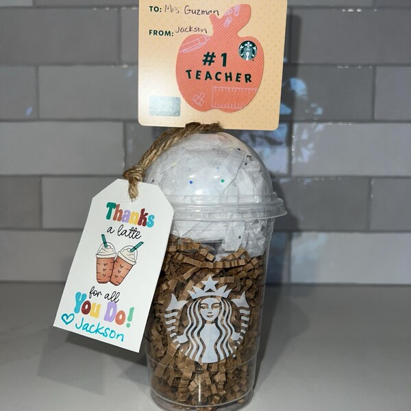 Teacher Appreciation Gift Tag, Thanks A Latte Gift Tag, Teacher ...