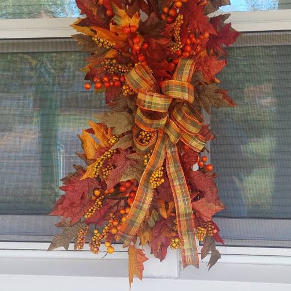 Fall Leaf Swag, Autumn Front Door Wreath, Centerpiece Arrangement, Wall ...