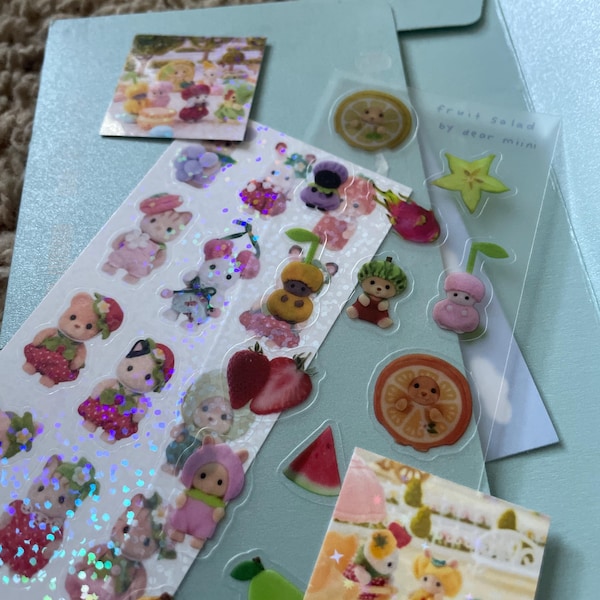 Fruit Salad Animals Clear Sticker Sheet | Matte, Waterproof, Planner ...
