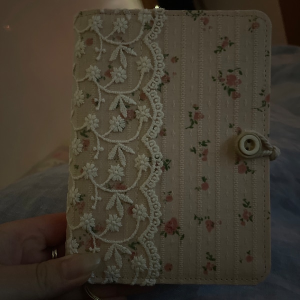 Pink Flower Lace Notebook Original Fabric Journal A5 A6 Handmade Floral ...
