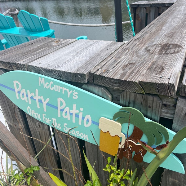 Handmade Surfboard Sign,personalized, Hand Lettered, Party Patio Sign ...