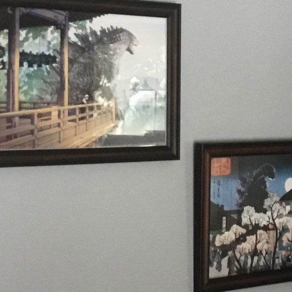 Godzilla Temple Japanese Woodblock Print - Etsy