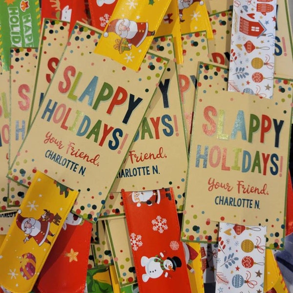 Slappy Holidays Tag Slap Bracelet Card Christmas Gift Tags Preschool ...