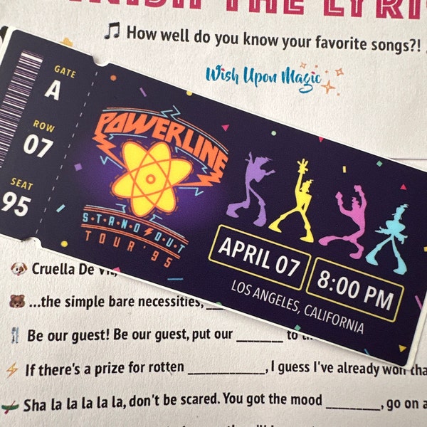 Powerline Concert Ticket Transparent Sticker/ Goofy Max Disney Bujo ...