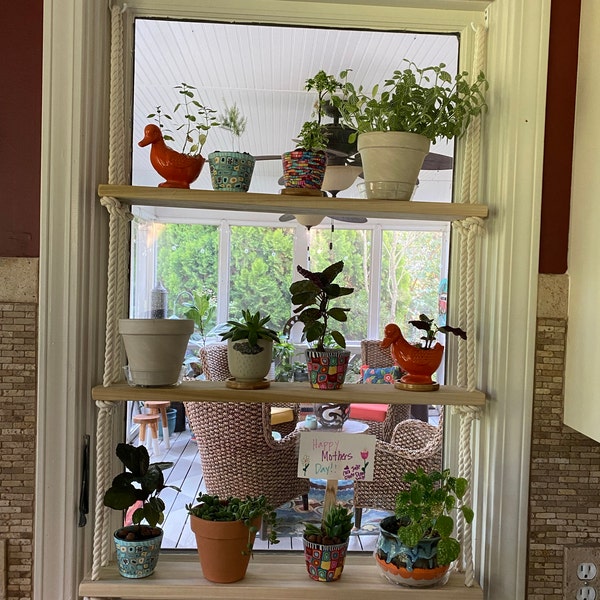 3-tier Cedar / Custom Rope / Hanging Shelf - Etsy