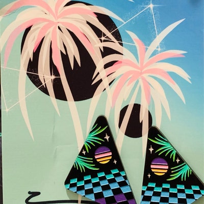 Fluorescent UV Acrylic Coaster Set-vaporwave City Retro - Etsy