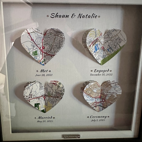 Our Love Story Maps Picture Frame. Personalised Heart Map Art Framed ...