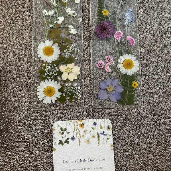 White Wildflower Bookmark | Real Dried Flowers | Bookmark for Women ...